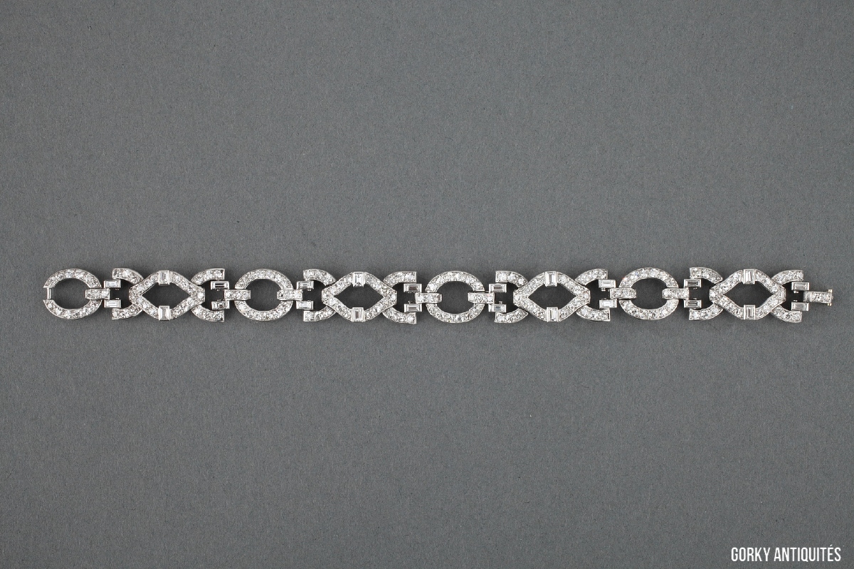 Bracelet en platine, diamants – Vers 1930 Art Deco